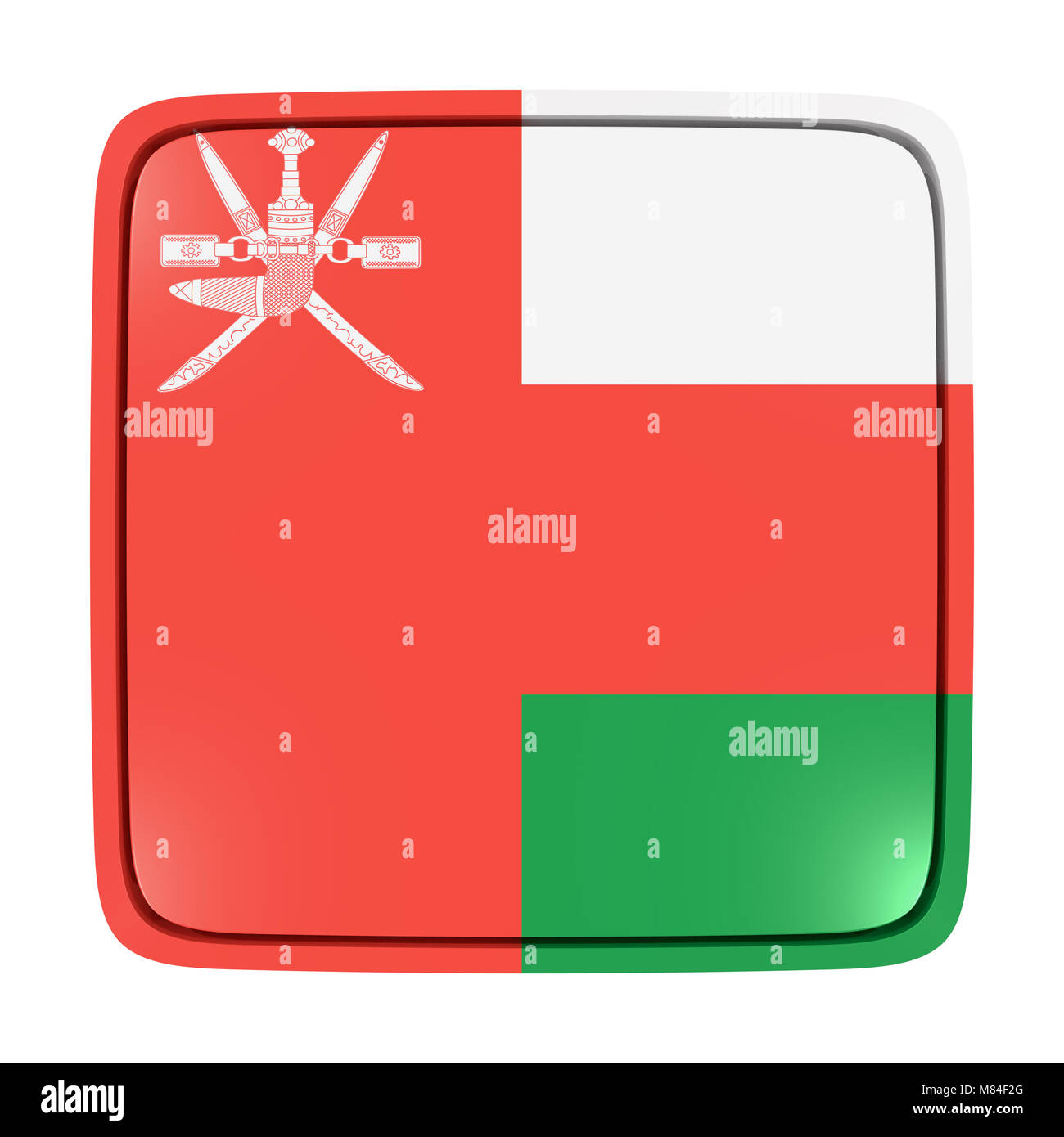 3d rendering of an Oman flag icon. Isolated on white background Stock ...
