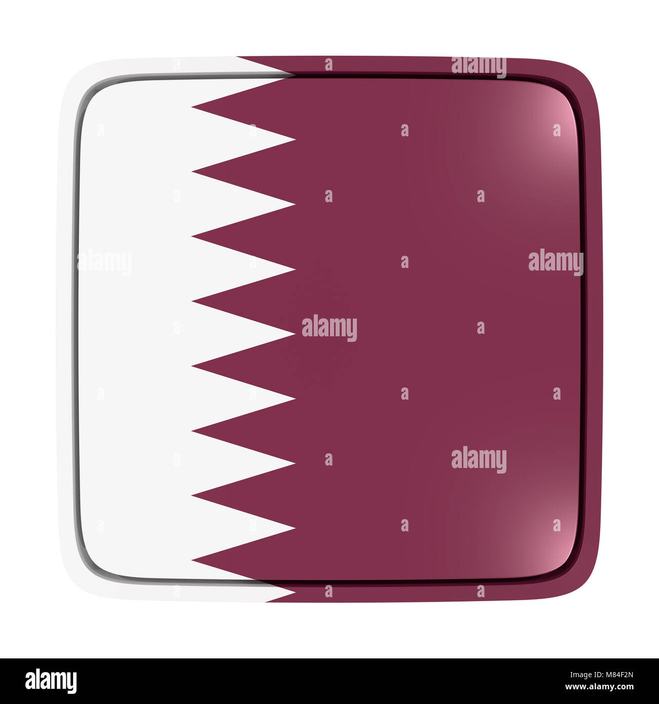 3d rendering of a Qatar flag icon. Isolated on white background Stock ...