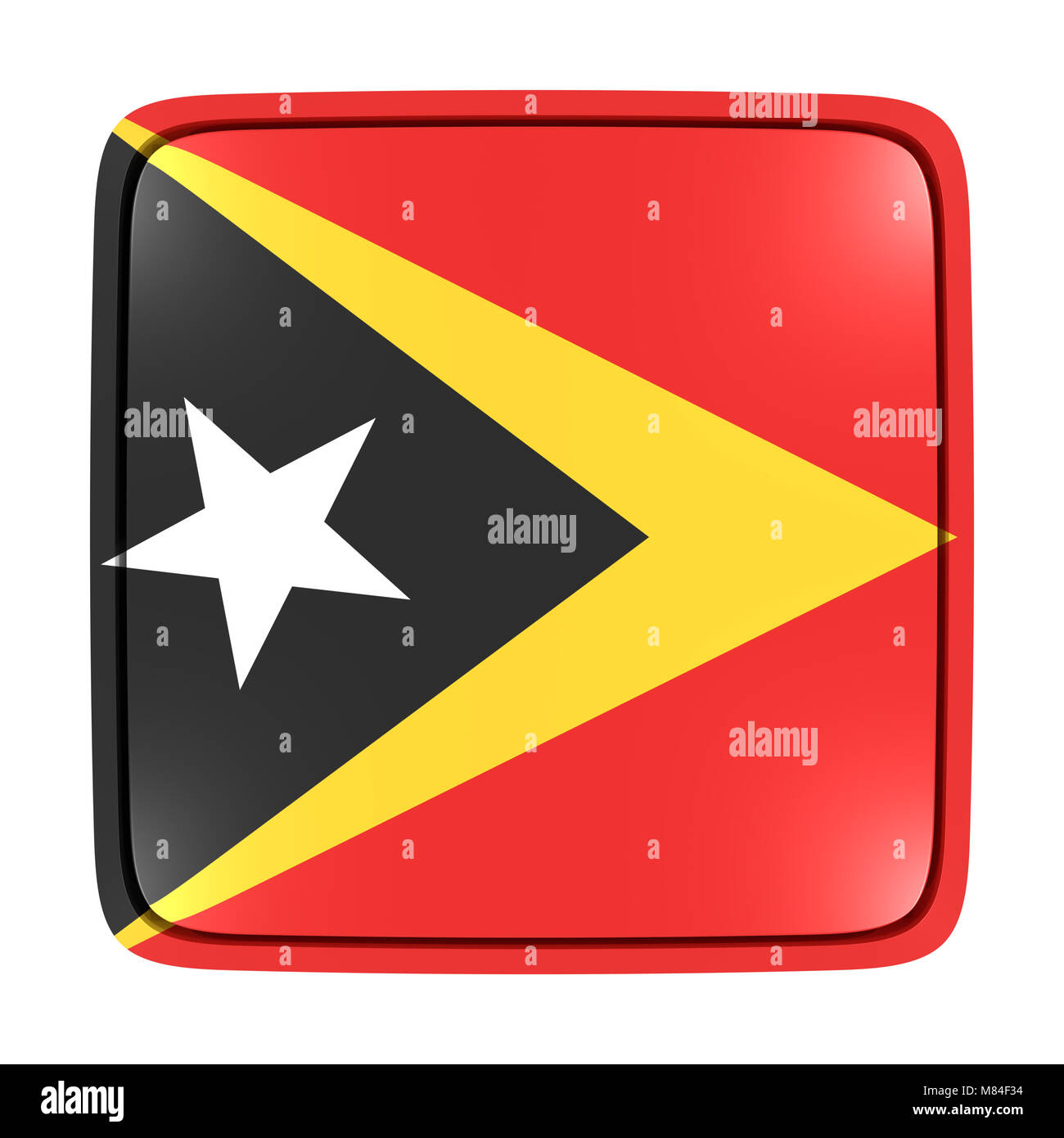 3d rendering of a Timor-Leste flag icon. Isolated on white background ...