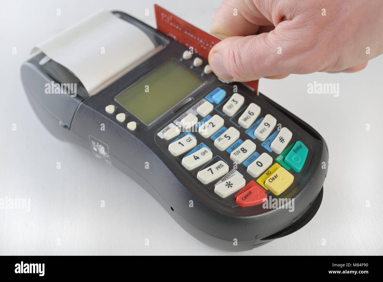 Credit card reader in action Stock Photo - Alamy