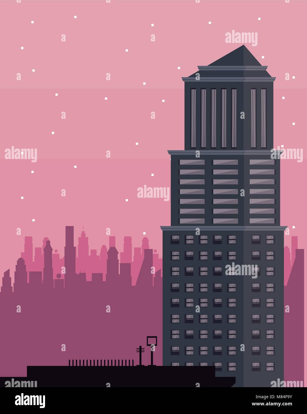 Buildings cityscape at night vector illustration graphic design Stock ...