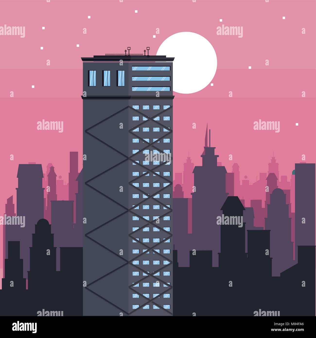 Buildings cityscape at night vector illustration graphic design Stock ...