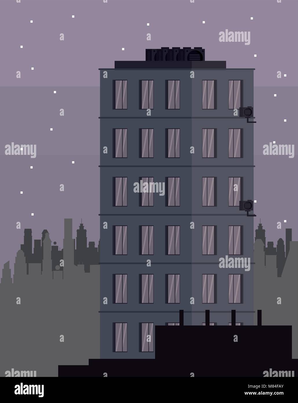 Buildings cityscape at night vector illustration graphic design Stock ...