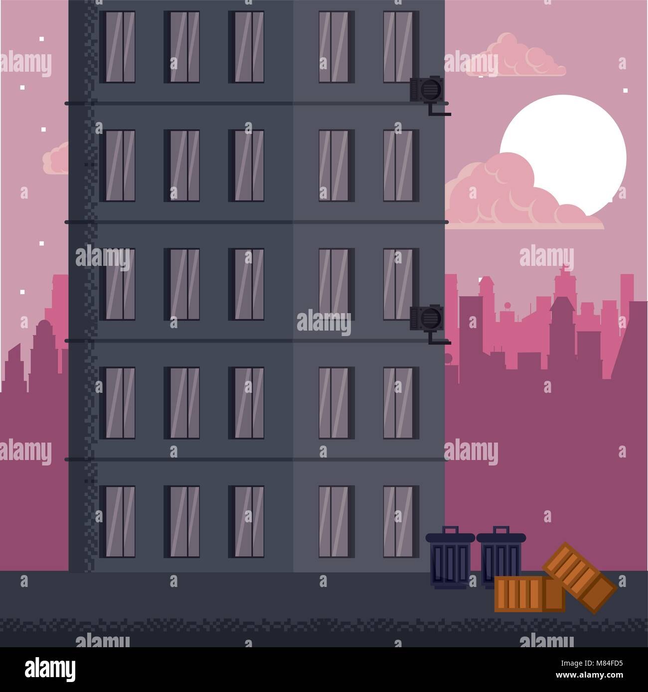 Buildings cityscape at night vector illustration graphic design Stock ...