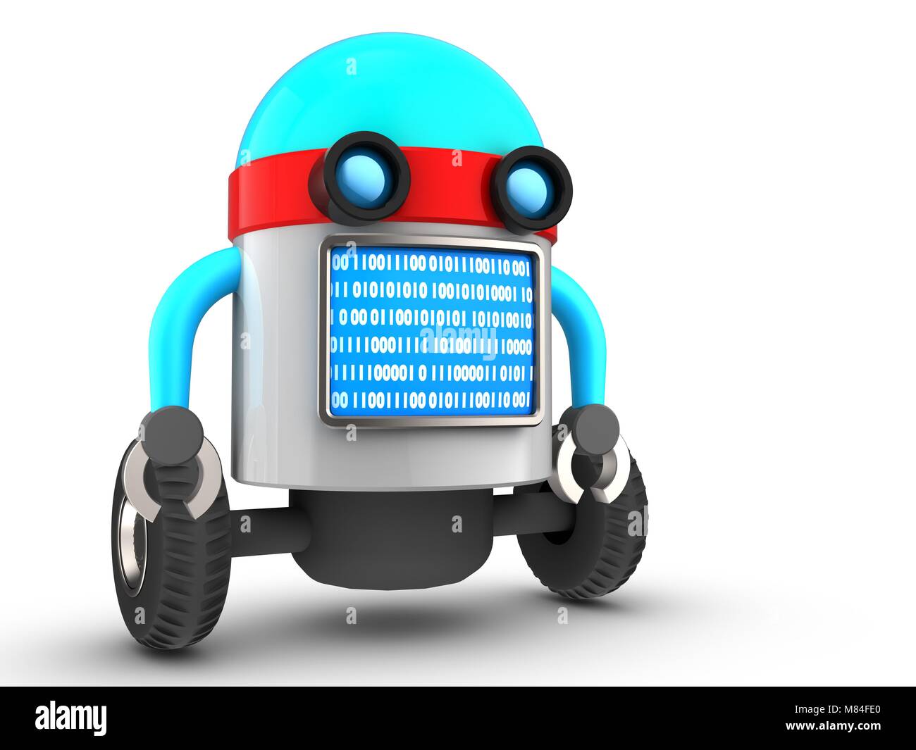 3d illustration of robot with blue over white background Stock Photo ...