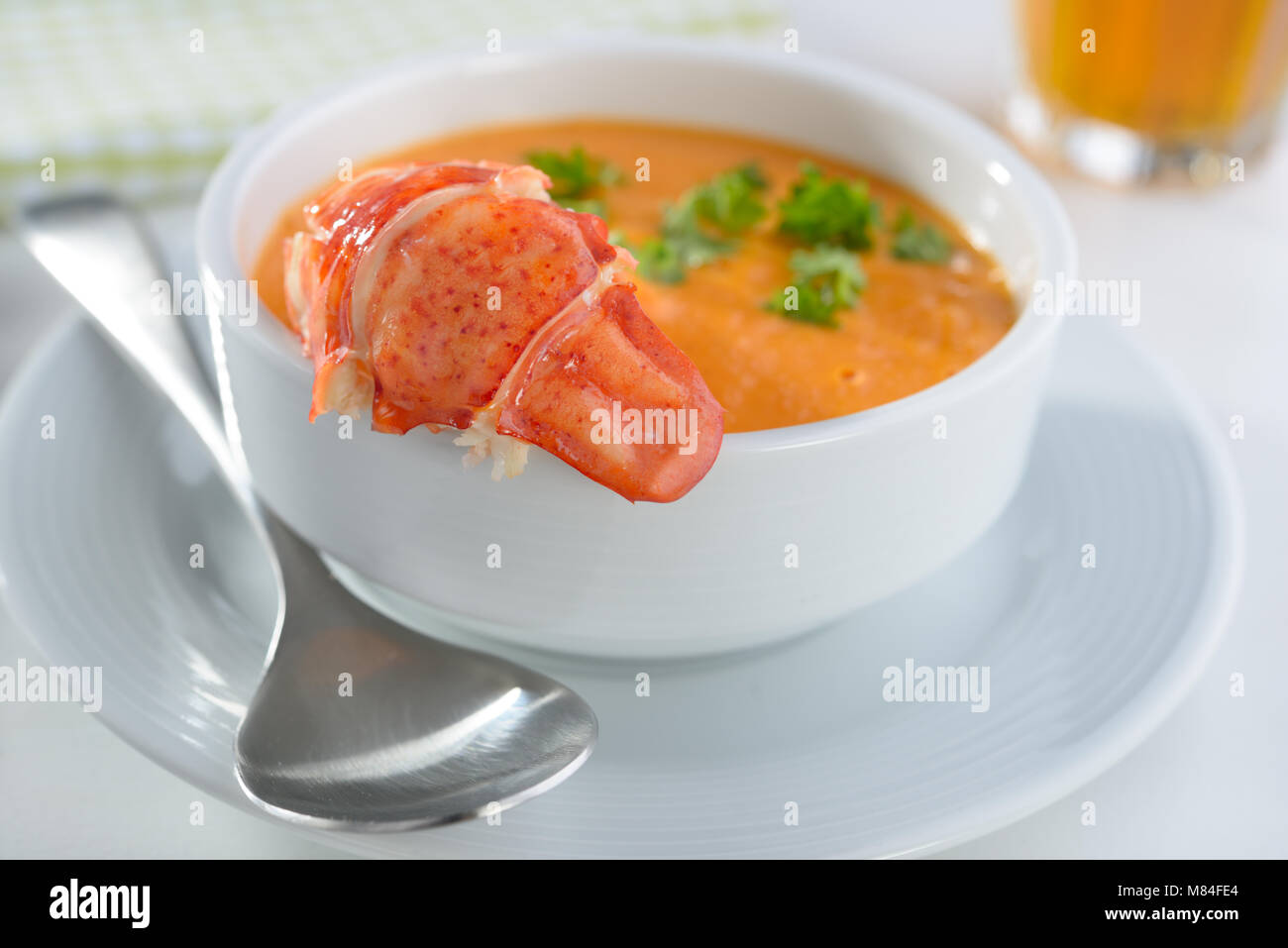 Portion of Lobster Chowder closeup Stock Photo - Alamy