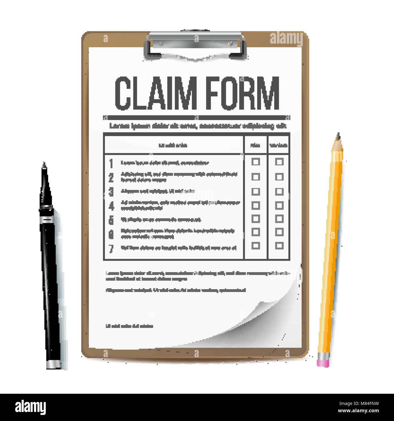 Claim Form Vector. Business Document. Accident Snd insurance Concept ...