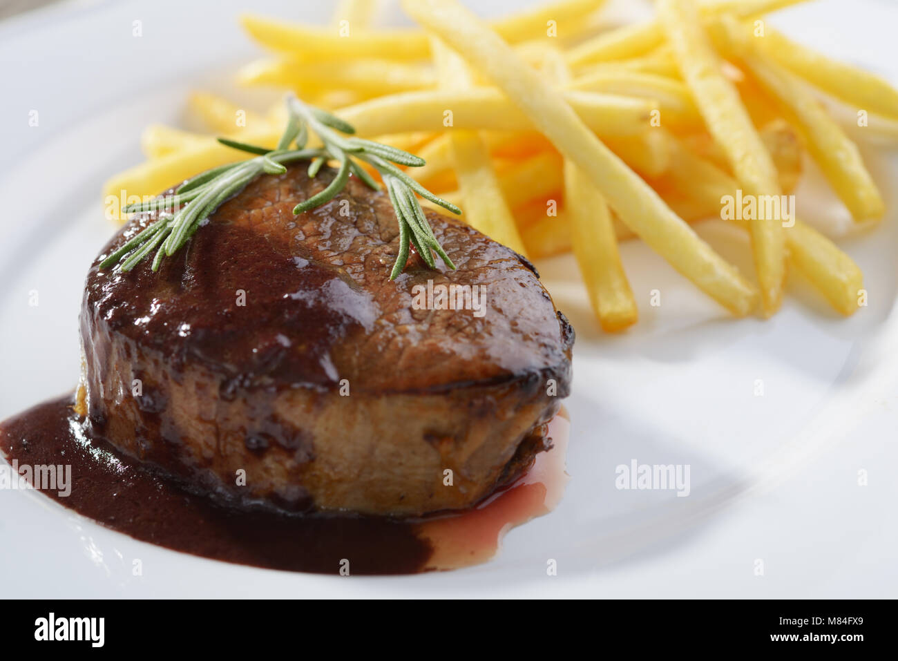 Angus steak with fried potato Stock Photo - Alamy