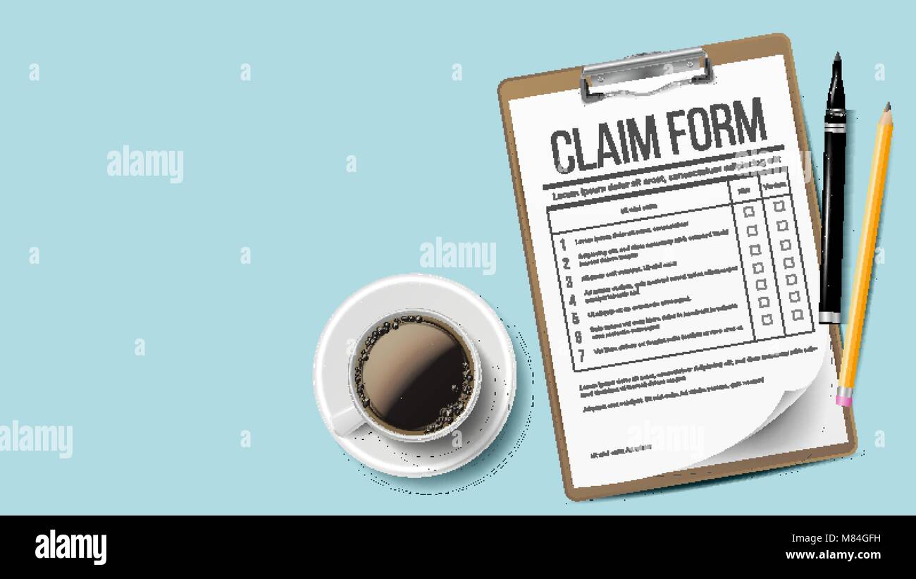 Claim Form Vector. Medical, Office Paperwork. Clipboard. Background ...
