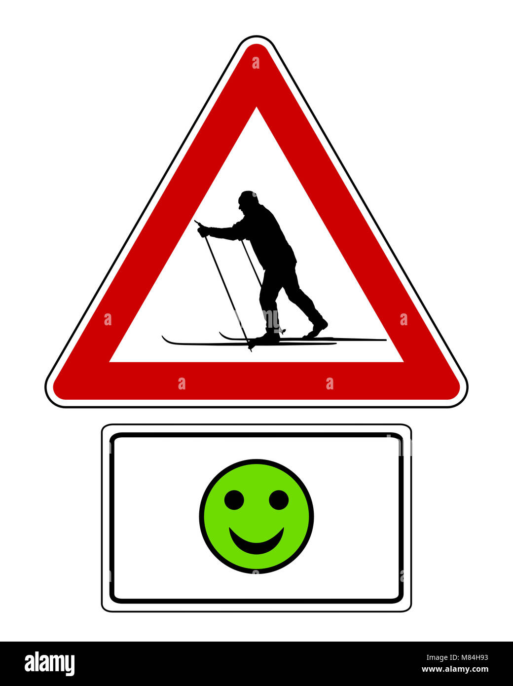 Attention sign with optional label and smiley Stock Photo - Alamy