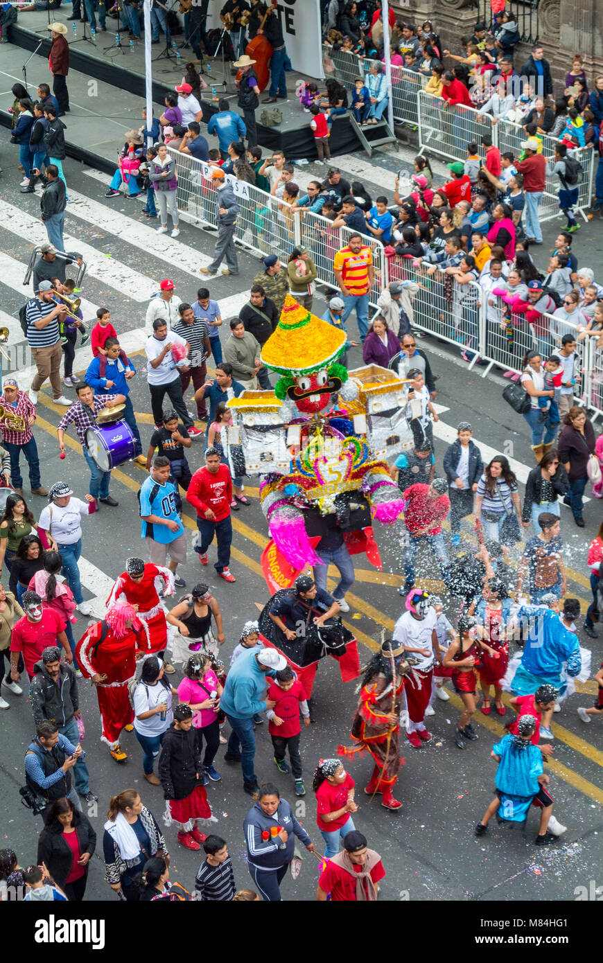 Morelia, Michoacán, Mexico, 10th of feburary, 2018, A parade with ...