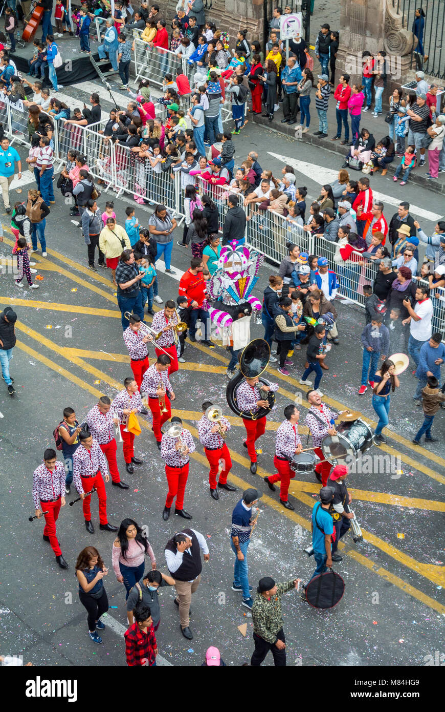 Morelia, Michoacán, Mexico, 10th of feburary, 2018, A parade with ...
