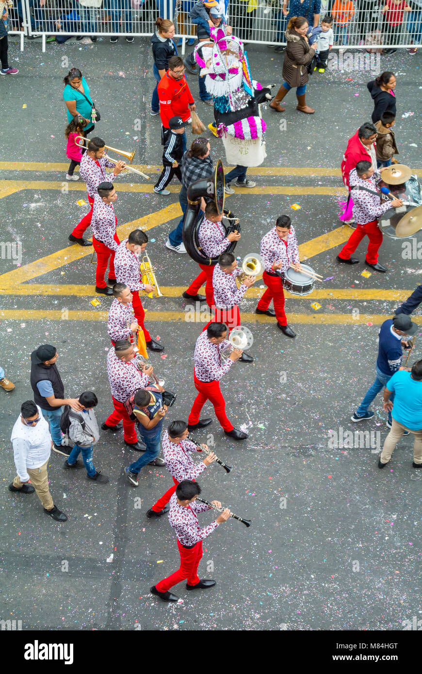 Morelia, Michoacán, Mexico, 10th of feburary, 2018, A parade with ...