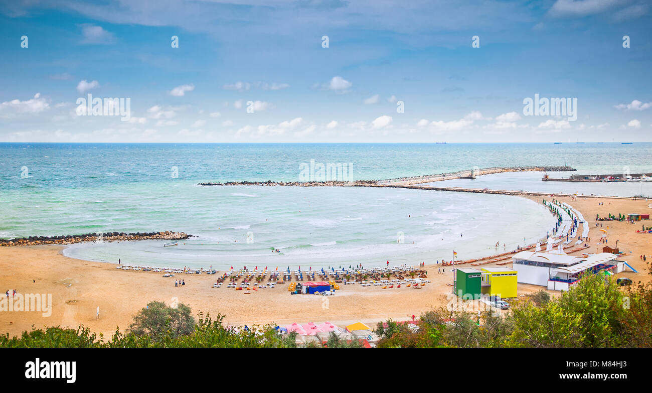Beautiful sand beach in summer on Black sea ,Constanta, Romania Stock ...
