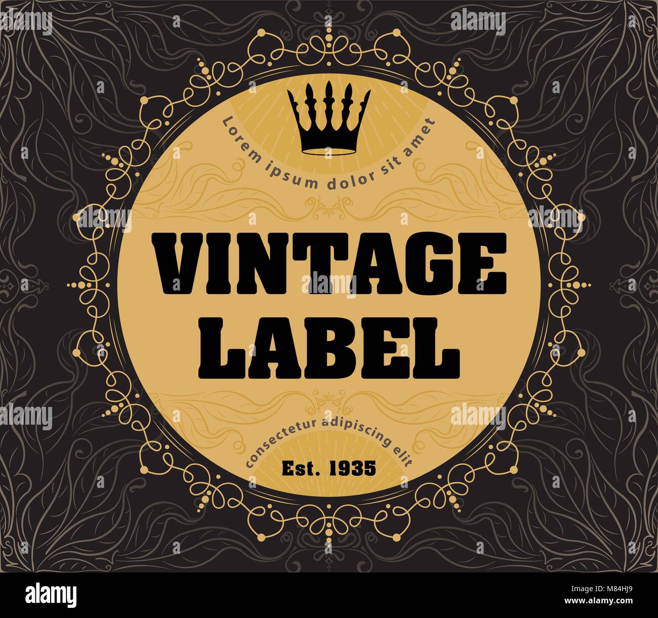 Vector ornate vintage label with crown for your design Stock Vector ...