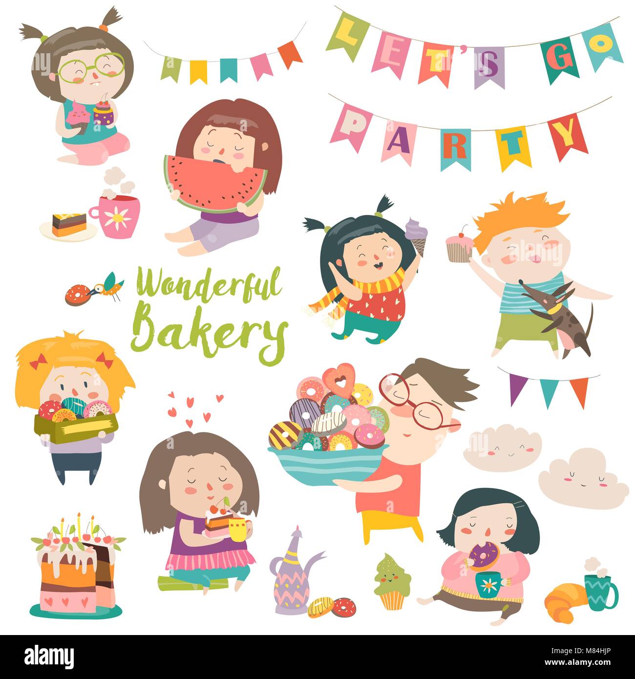 Chef food cartoon coffee Cut Out Stock Images & Pictures - Alamy