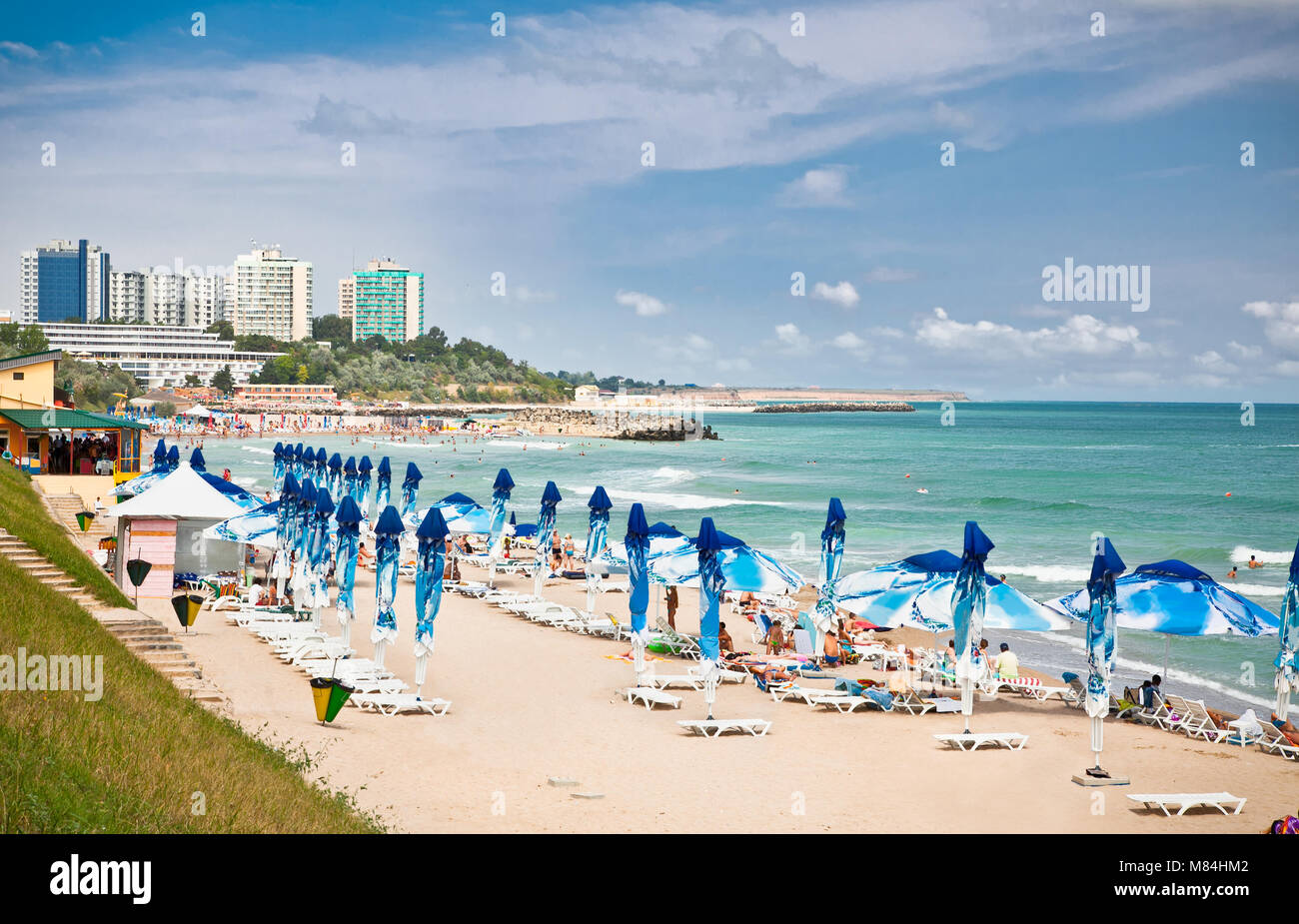 Beautiful Neptun beach in summer, Romania. Neptun is popular summer ...