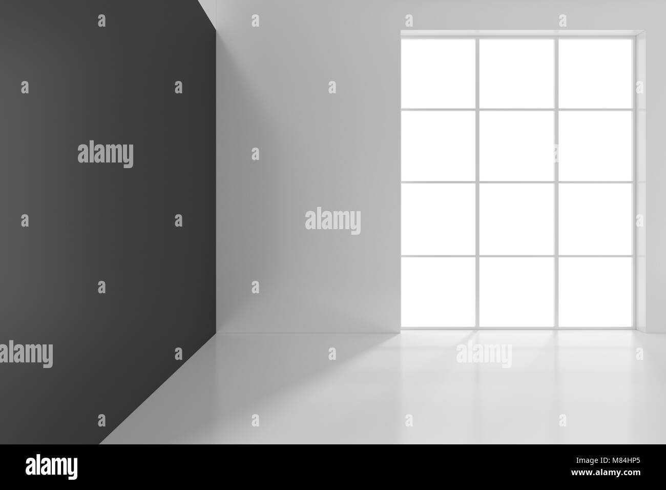 Bright office with large windows. 3d rendering Stock Photo - Alamy