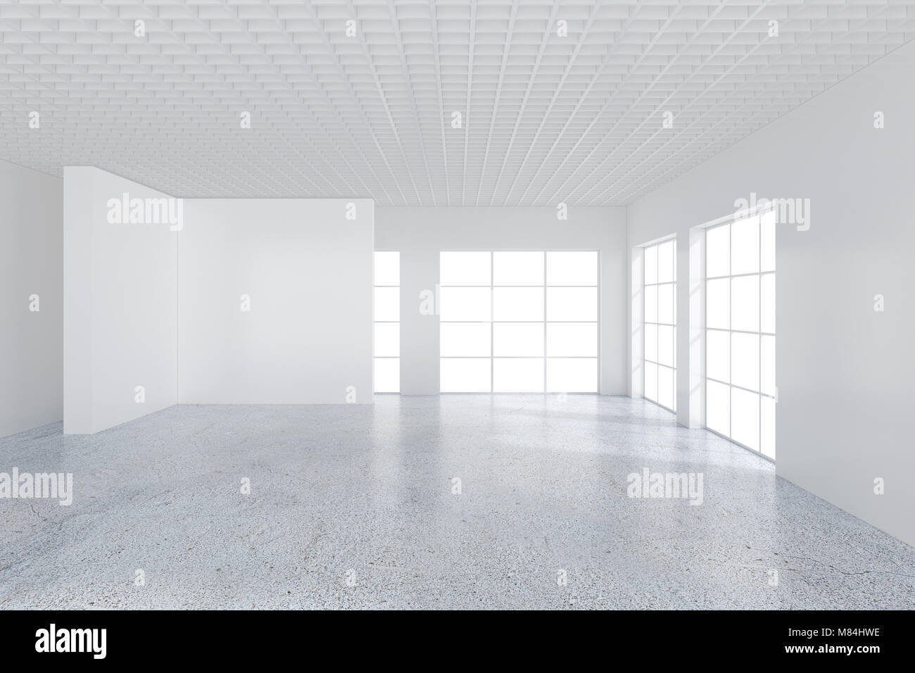 Empty white billboard in a big bright room. 3D rendering Stock Photo ...