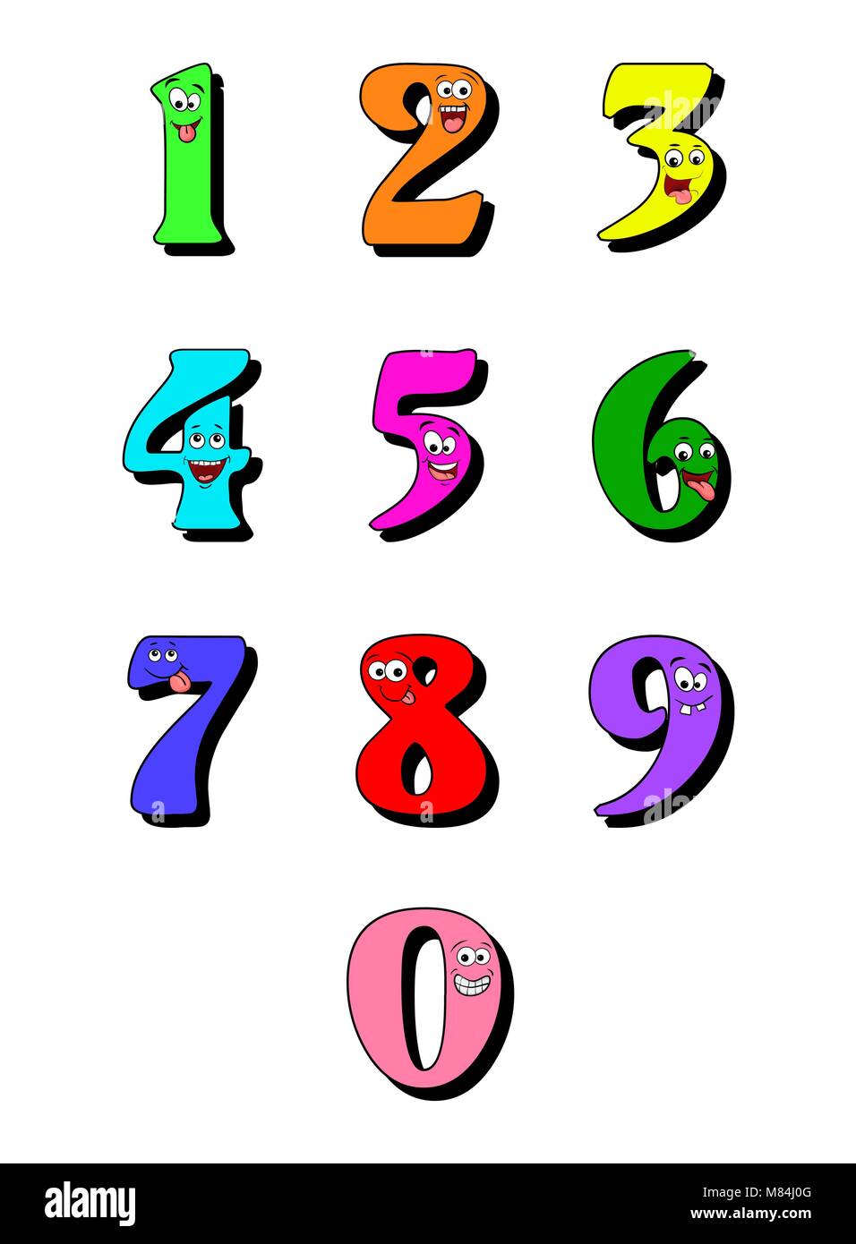 smile numbers, digits isolated on white background Stock Vector Image ...