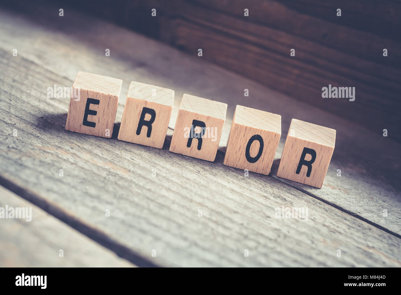 Macro Of The Word Error Formed By Wooden Blocks On A Wooden Floor Stock ...