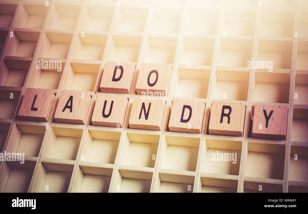 Closeup Of A Do Laundry Reminder Formed By Wooden Blocks In A Typecase ...