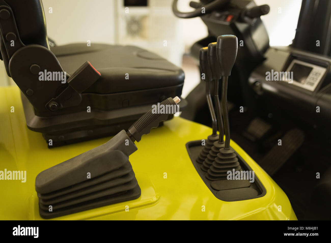 Forklift at solar station Stock Photo - Alamy