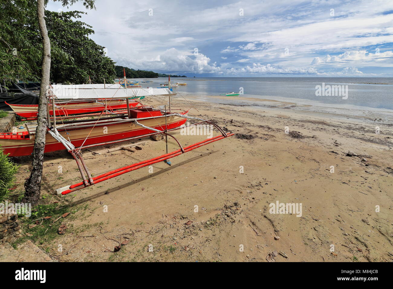 Balangay or bangka double-outrigger boats for touristic use of the ...