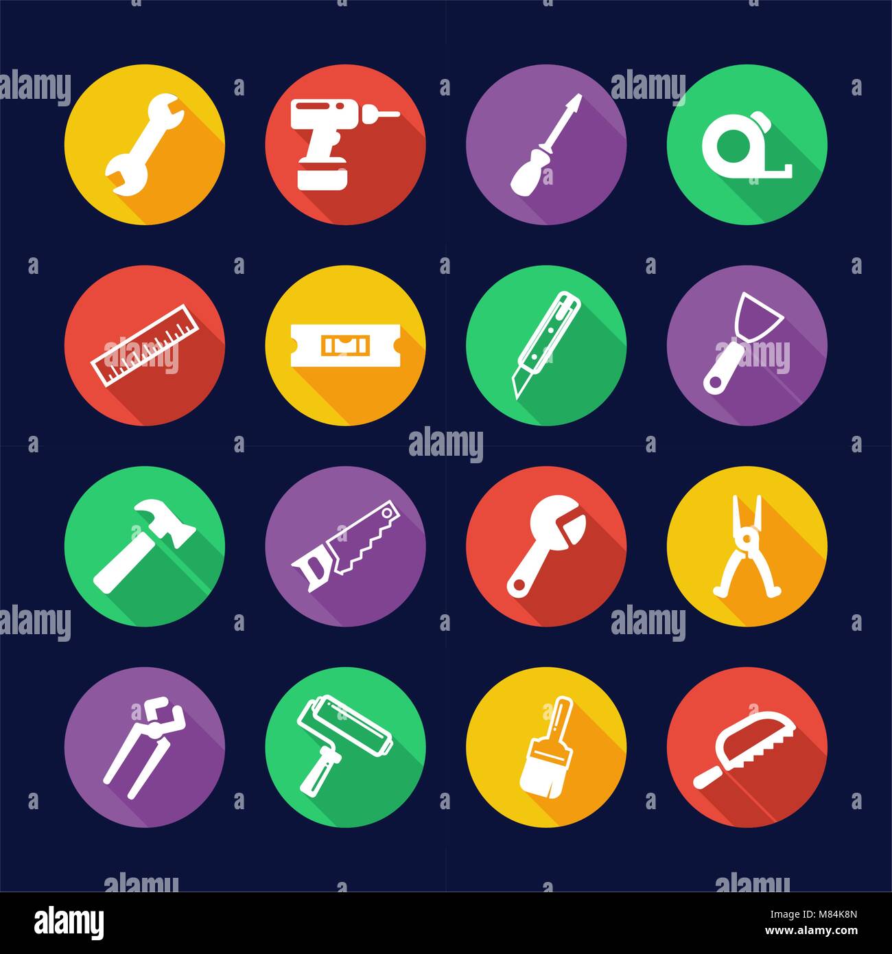 Handyman Icons Flat Design Circle Stock Vector Image & Art - Alamy