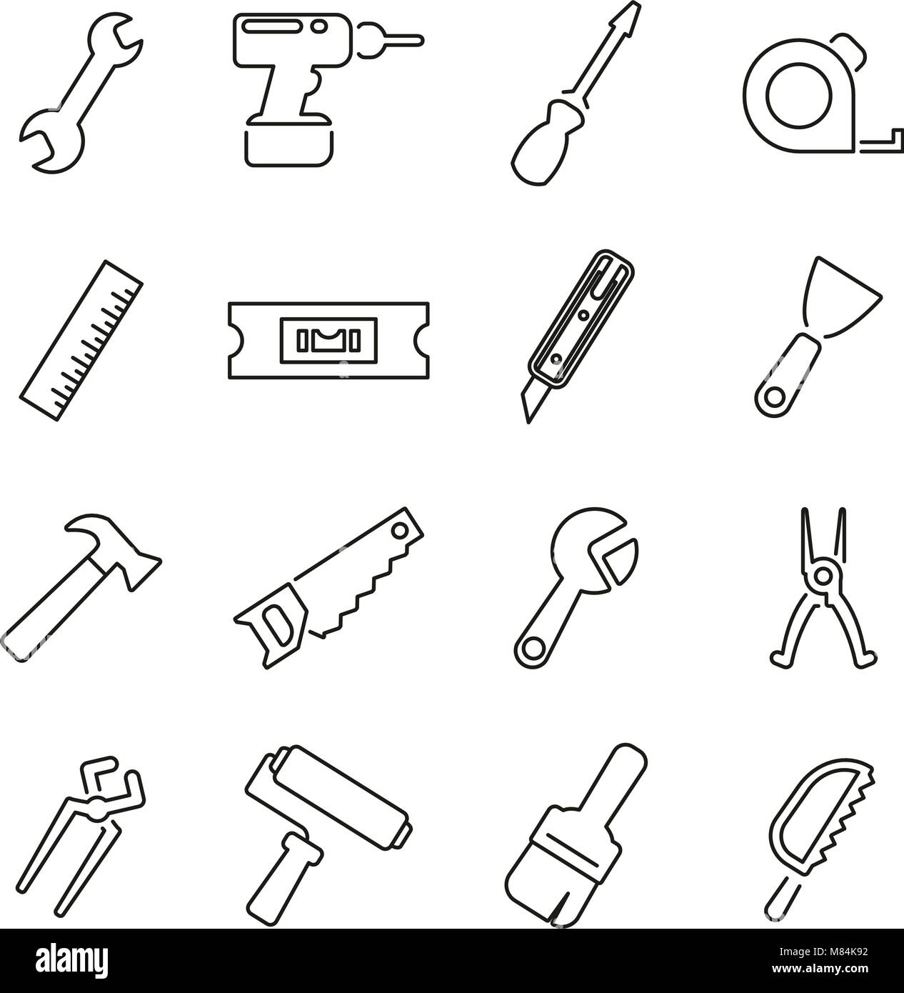 Handyman or Repairman Icons Thin Line Vector Illustration Set Stock ...