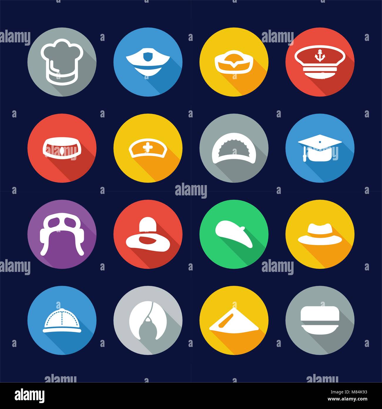 Hat Icons Flat Design Circle Stock Vector Image & Art - Alamy