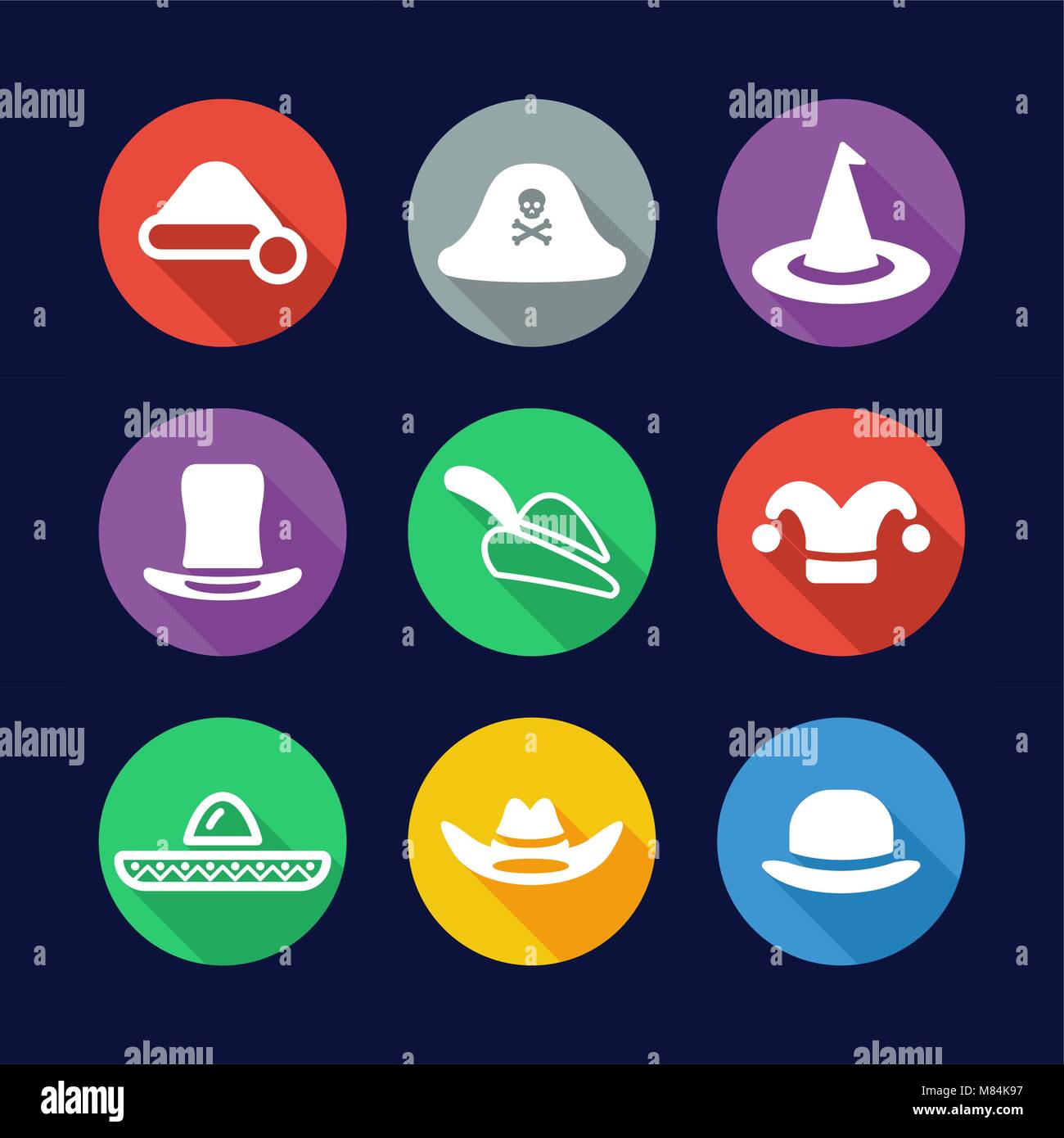Hat Icons Flat Design Circle Stock Vector Image & Art - Alamy