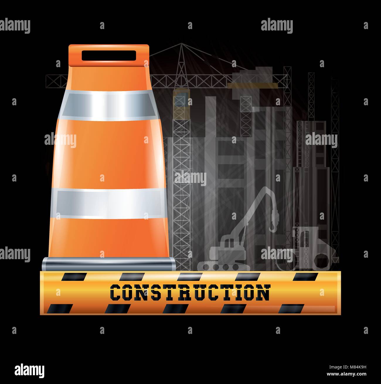 Construction progress design with Traffic Barrel icon, colorful design ...