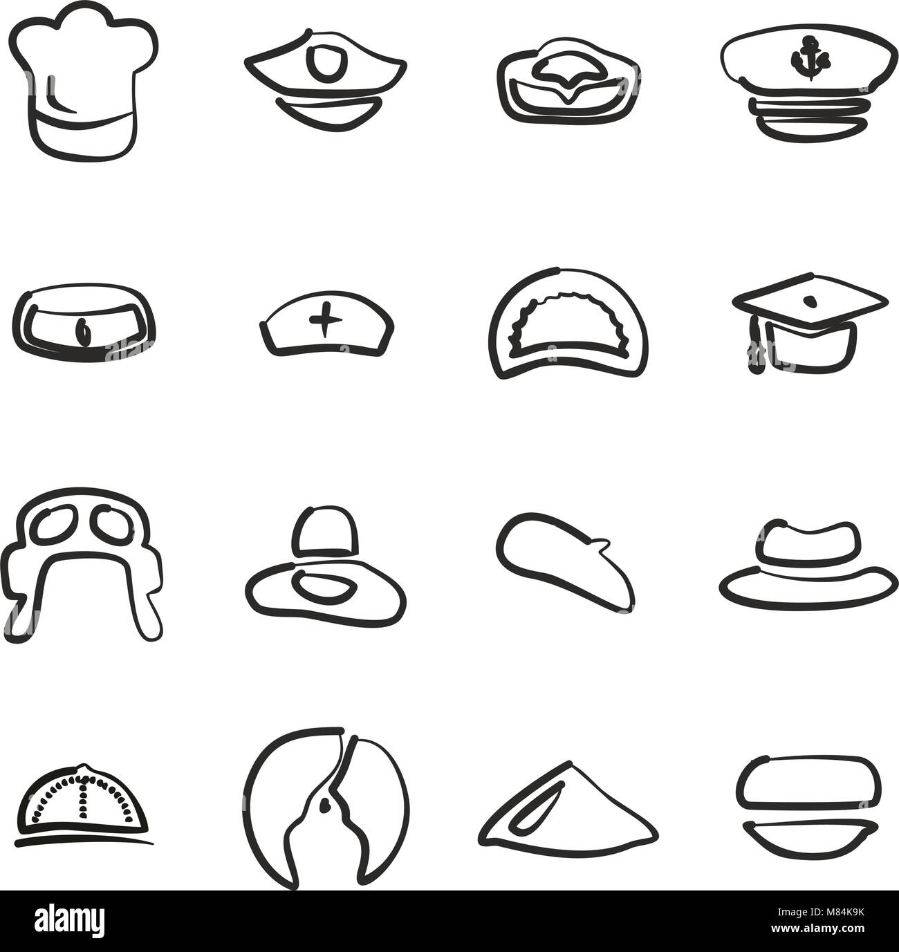 Hat Icons Freehand Stock Vector Image & Art - Alamy