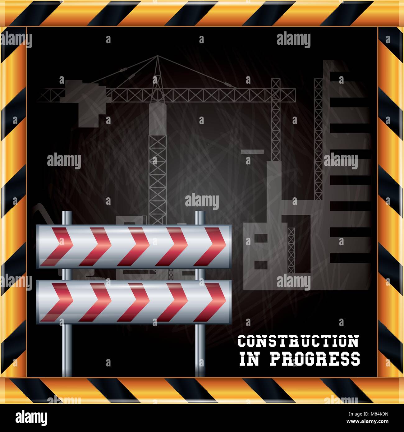 Construction progress design with barrier, colorful design vector ...