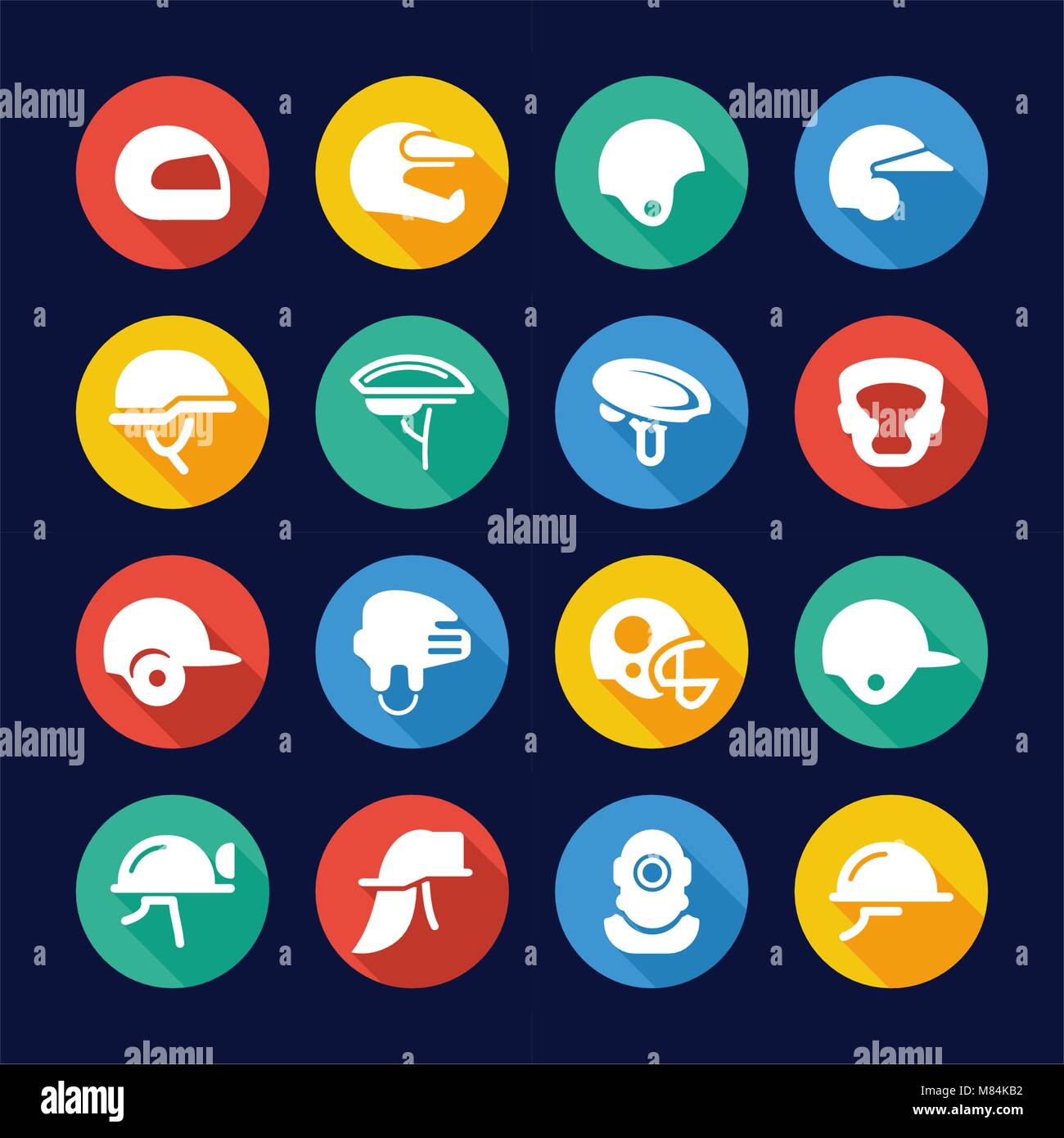 Helmet Icons Flat Design Circle Stock Vector Image & Art - Alamy