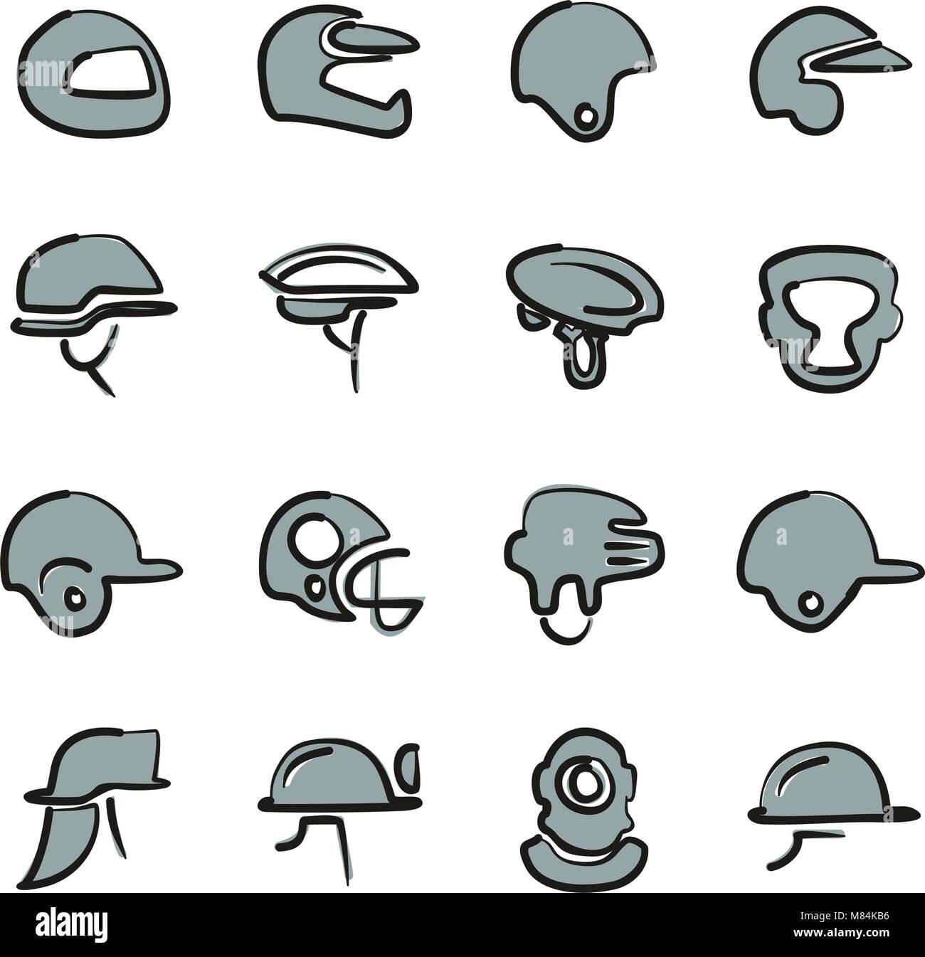 Helmet Icons Freehand 2 Color Stock Vector Image & Art - Alamy