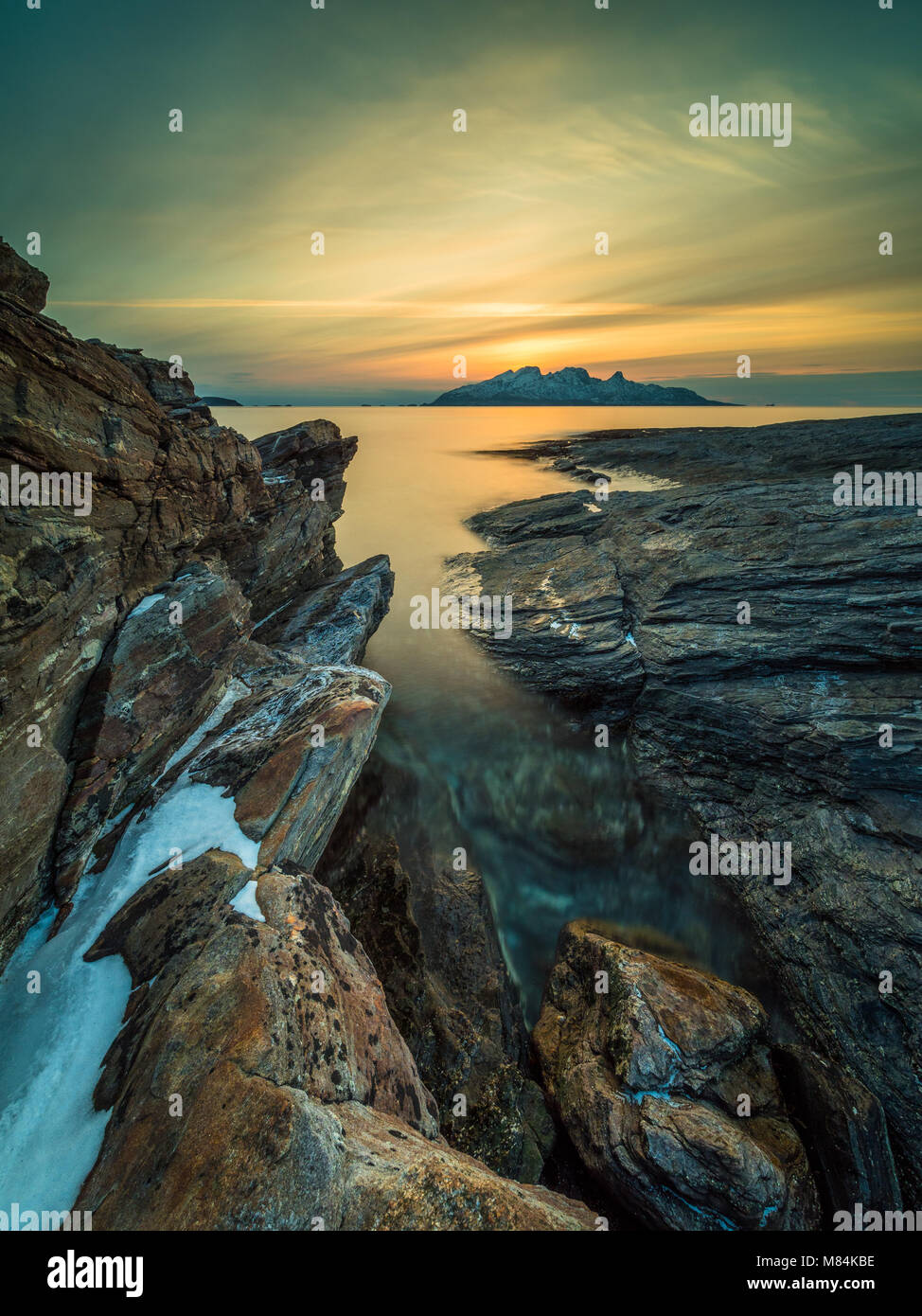 The island of Landegode in the sunset Stock Photo - Alamy