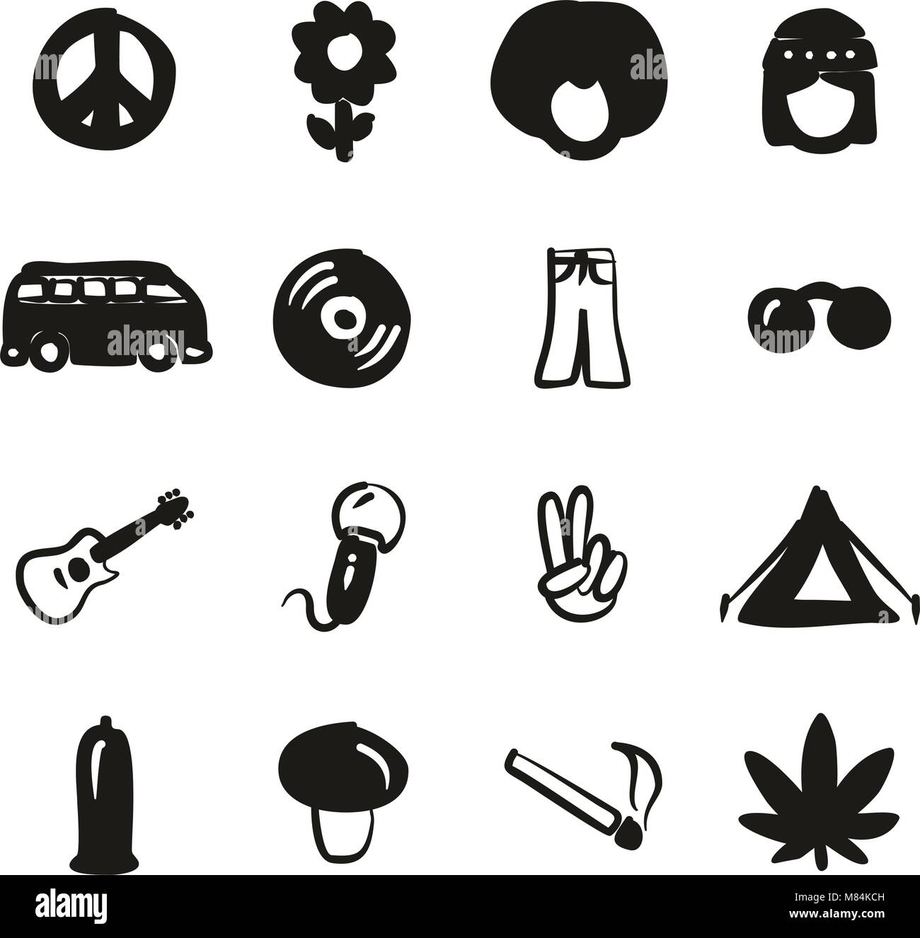 Hippie Icons Freehand Fill Stock Vector Image & Art - Alamy