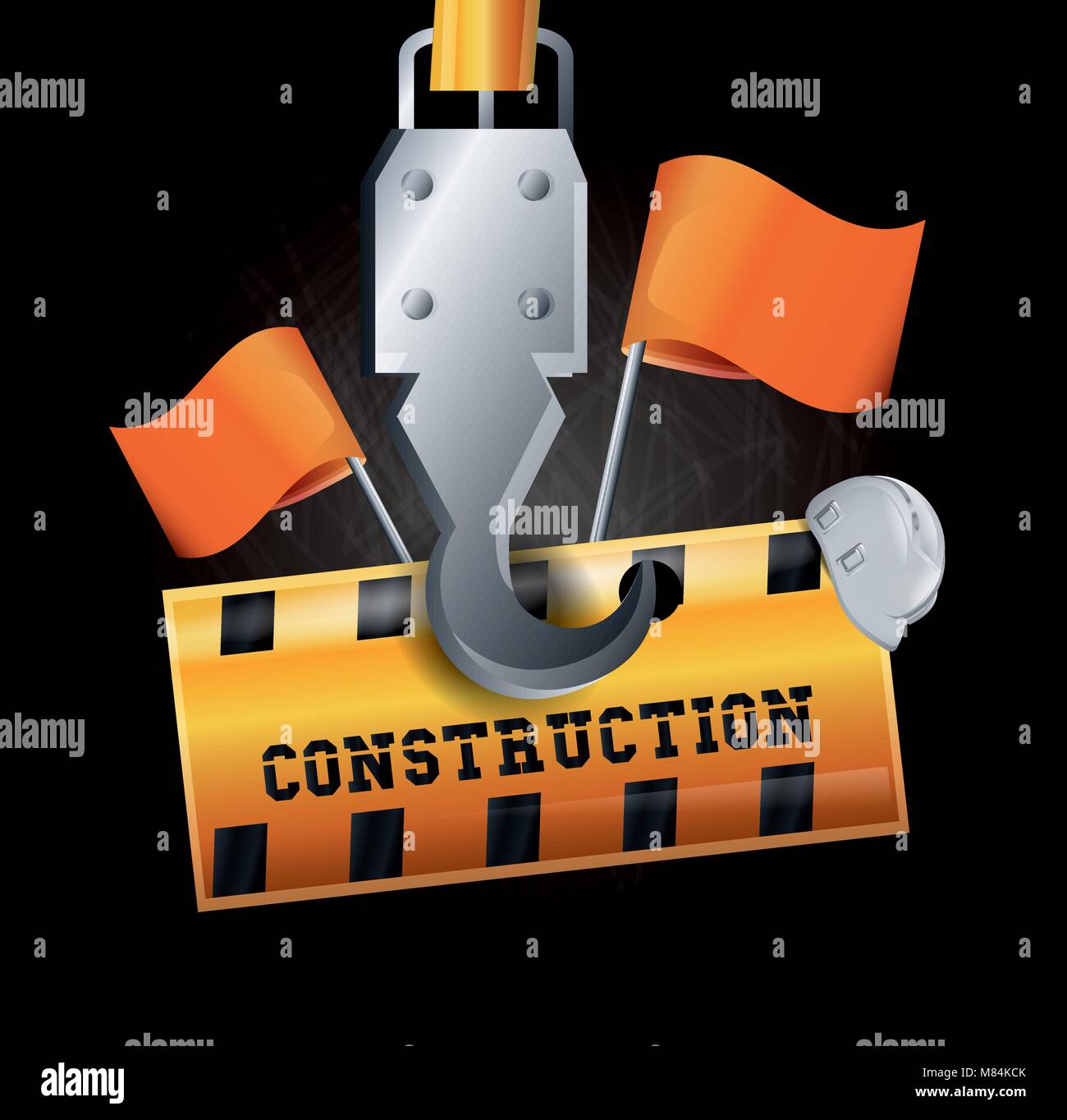 Construction progress design with board and flags, colorful design ...