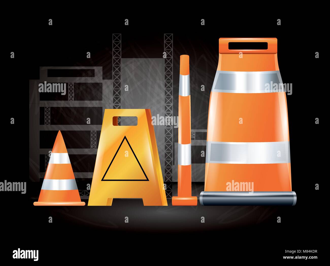 Construction progress design with safety elements, colorful design ...