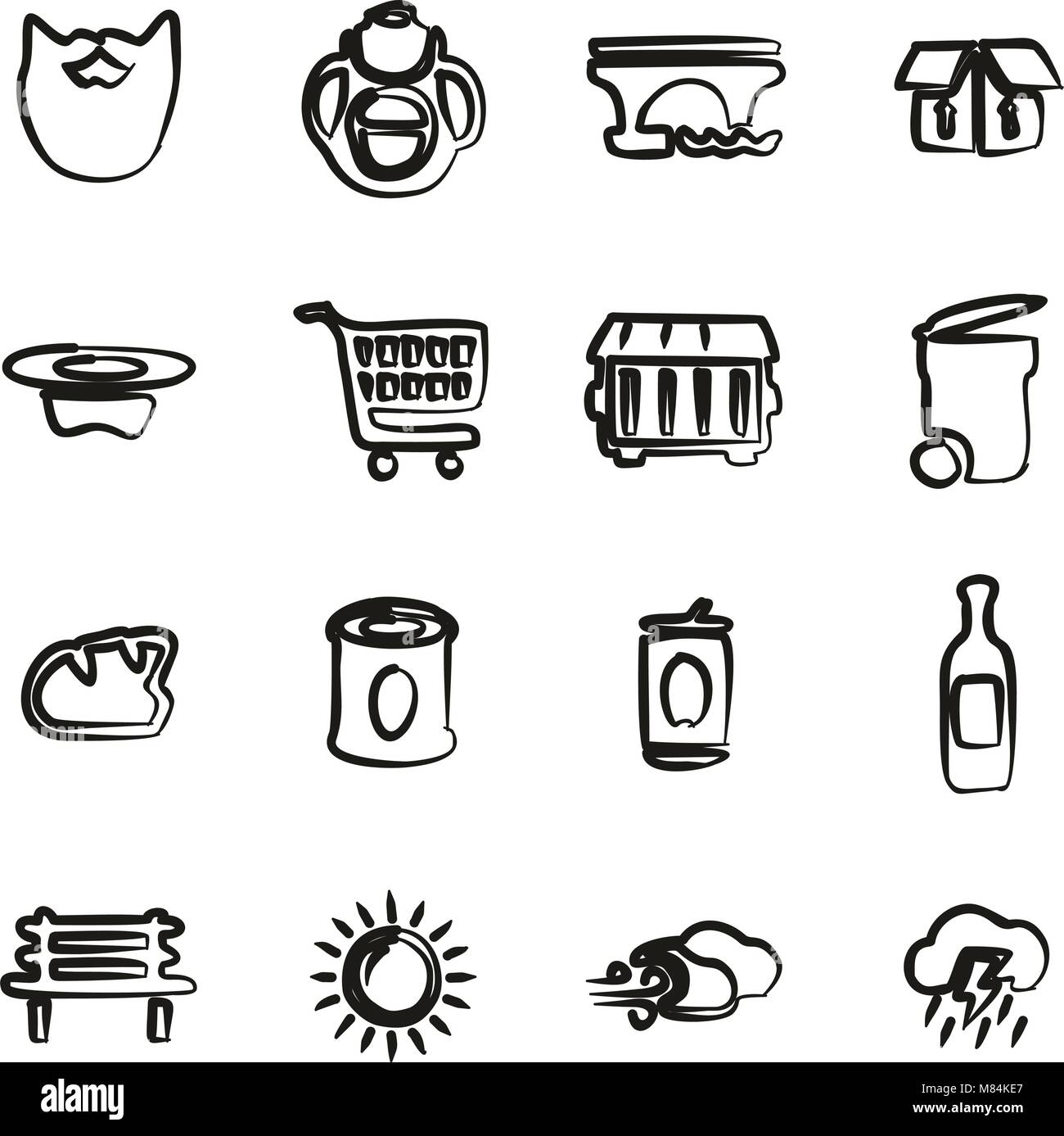 Homeless Icons Freehand Stock Vector Image & Art - Alamy