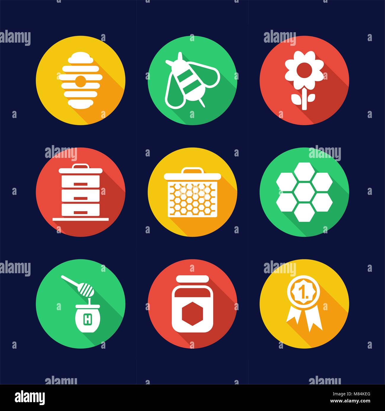 Honey Icons Flat Design Circle Stock Vector Image & Art - Alamy
