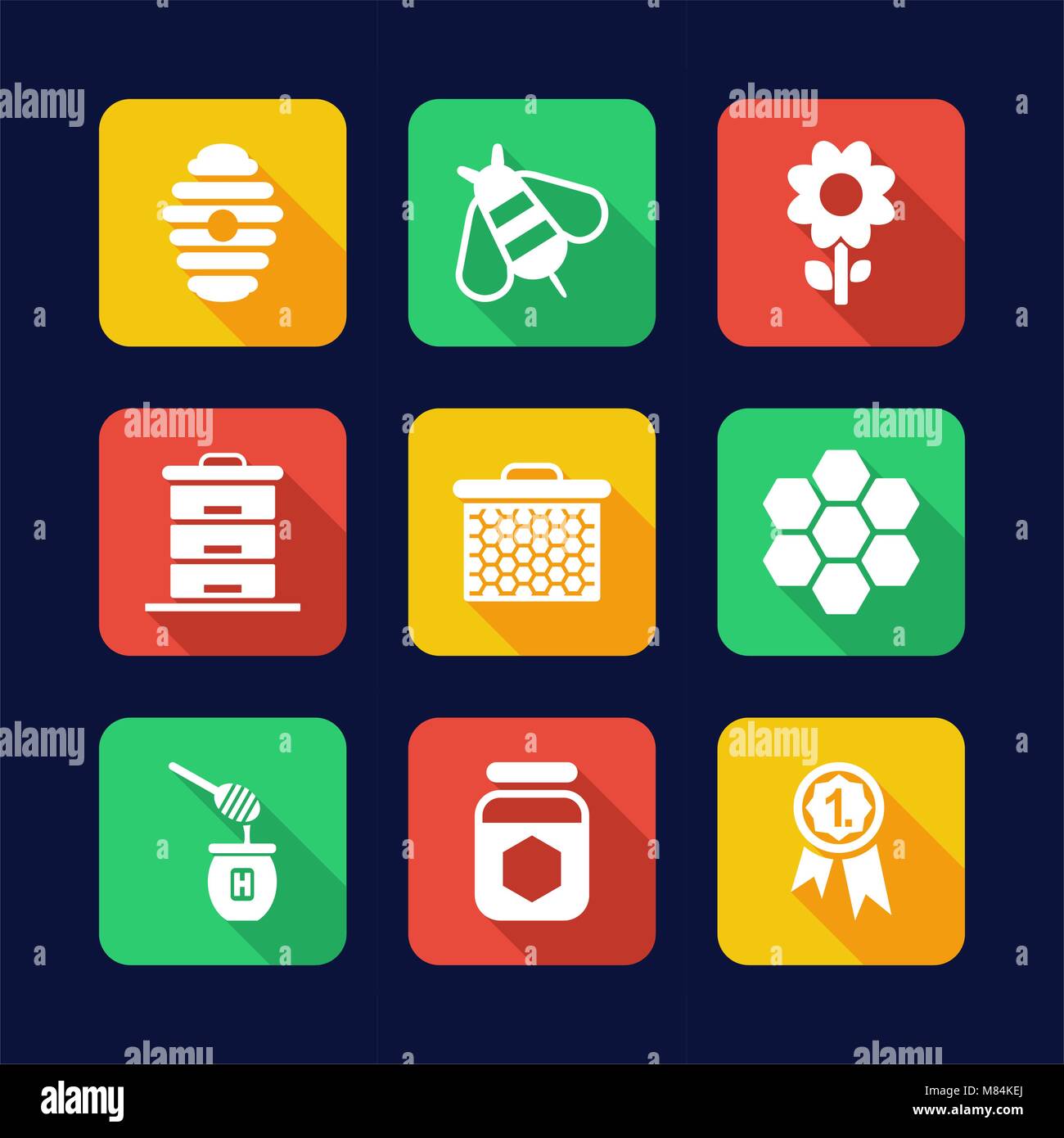 Honey Icons Flat Design Stock Vector Image & Art - Alamy