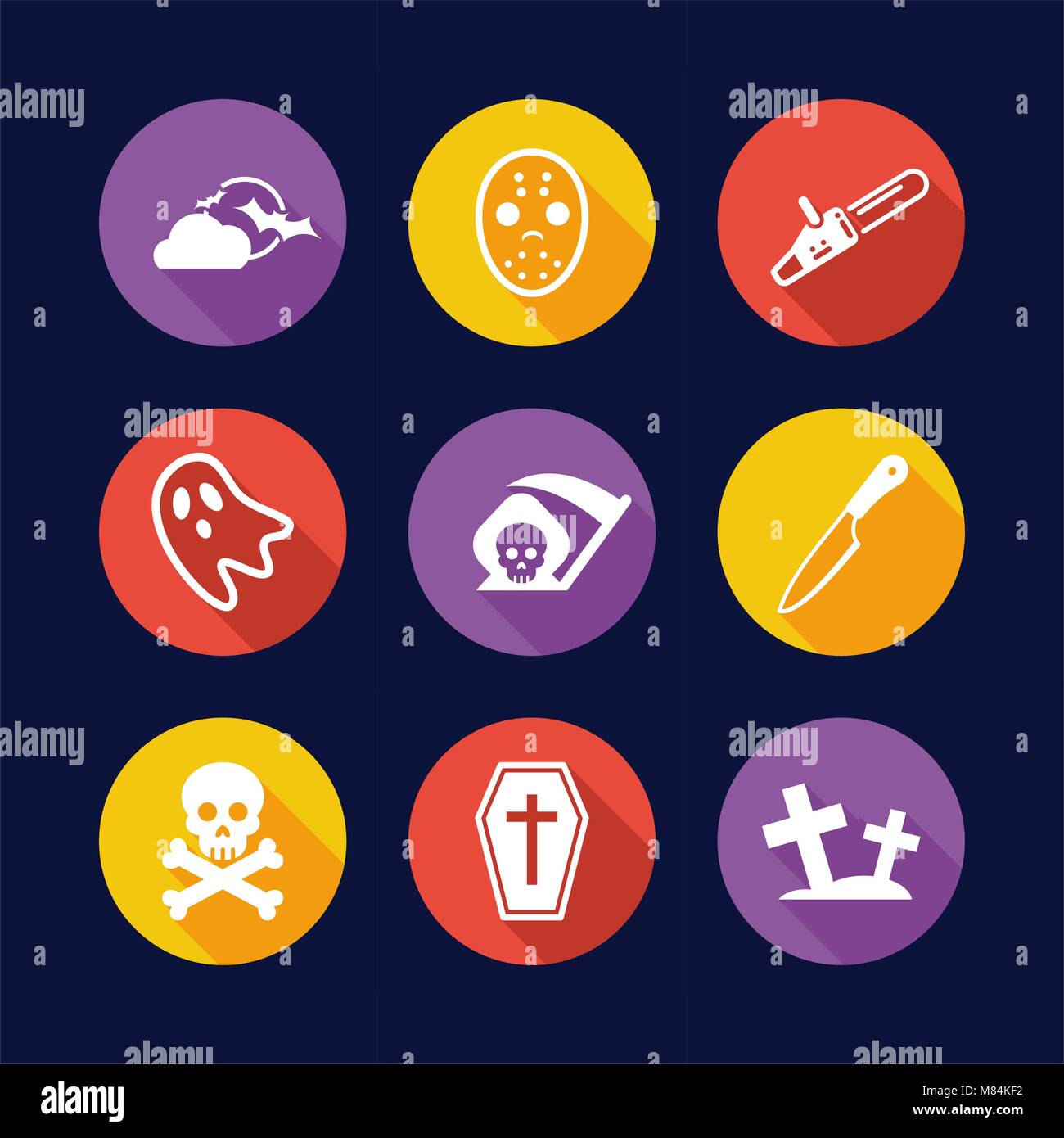 Horror Icons Flat Design Circle Stock Vector Image & Art - Alamy