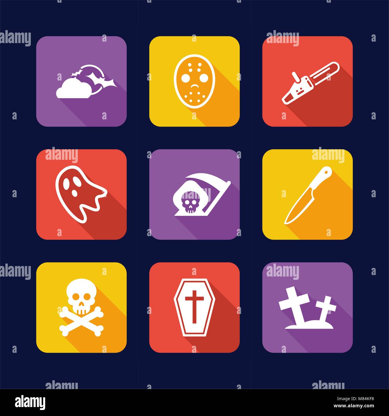 Horror Icons Flat Design Stock Vector Image & Art - Alamy