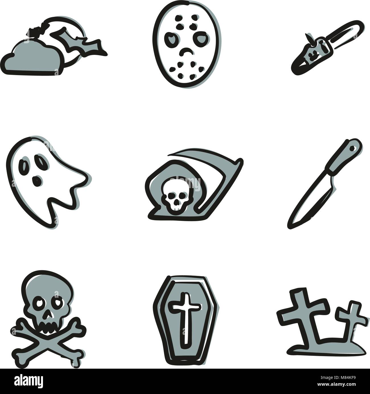 Horror Icons Freehand 2 Color Stock Vector Image & Art - Alamy