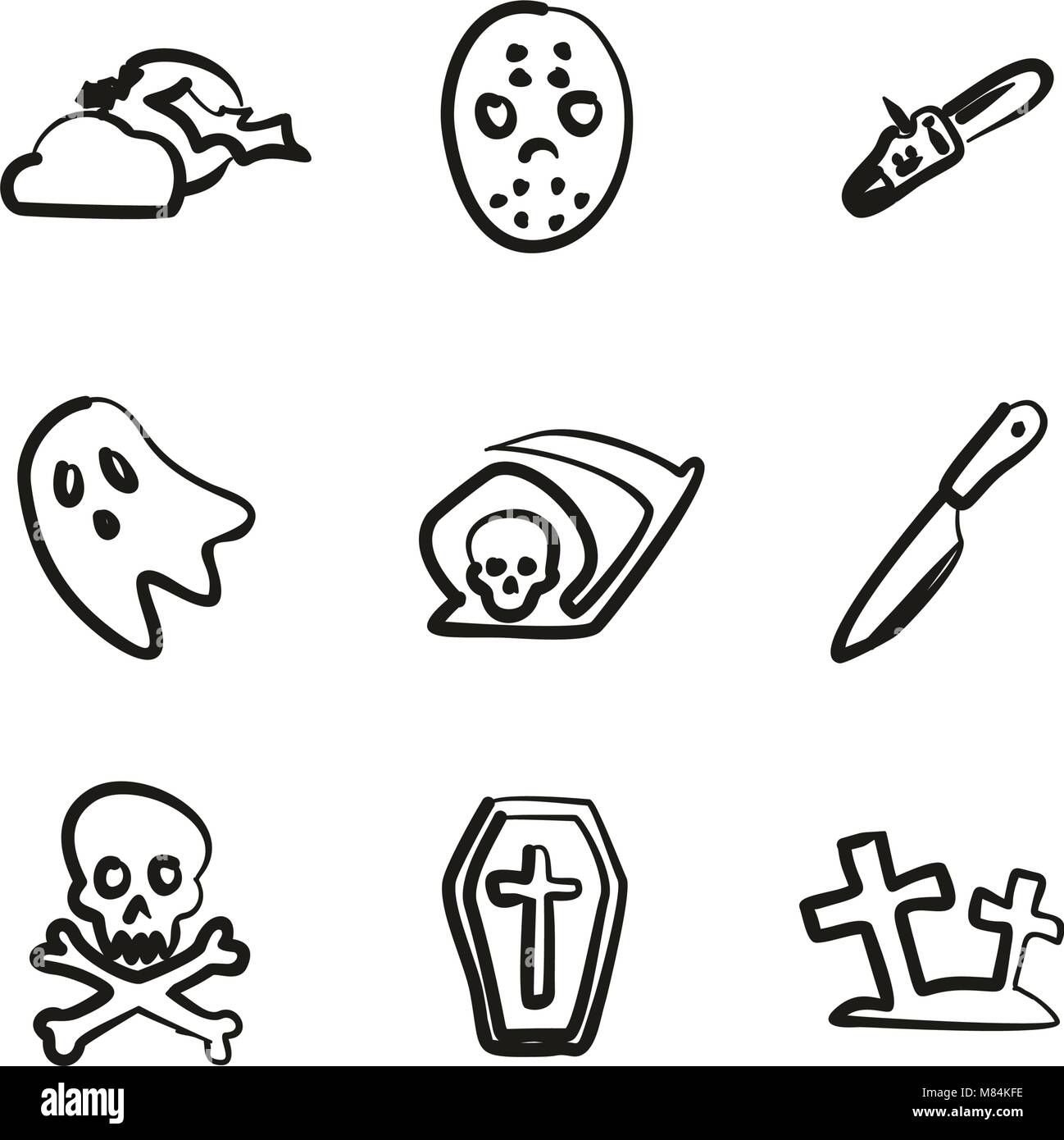 Horror Icons Freehand Stock Vector Image & Art - Alamy