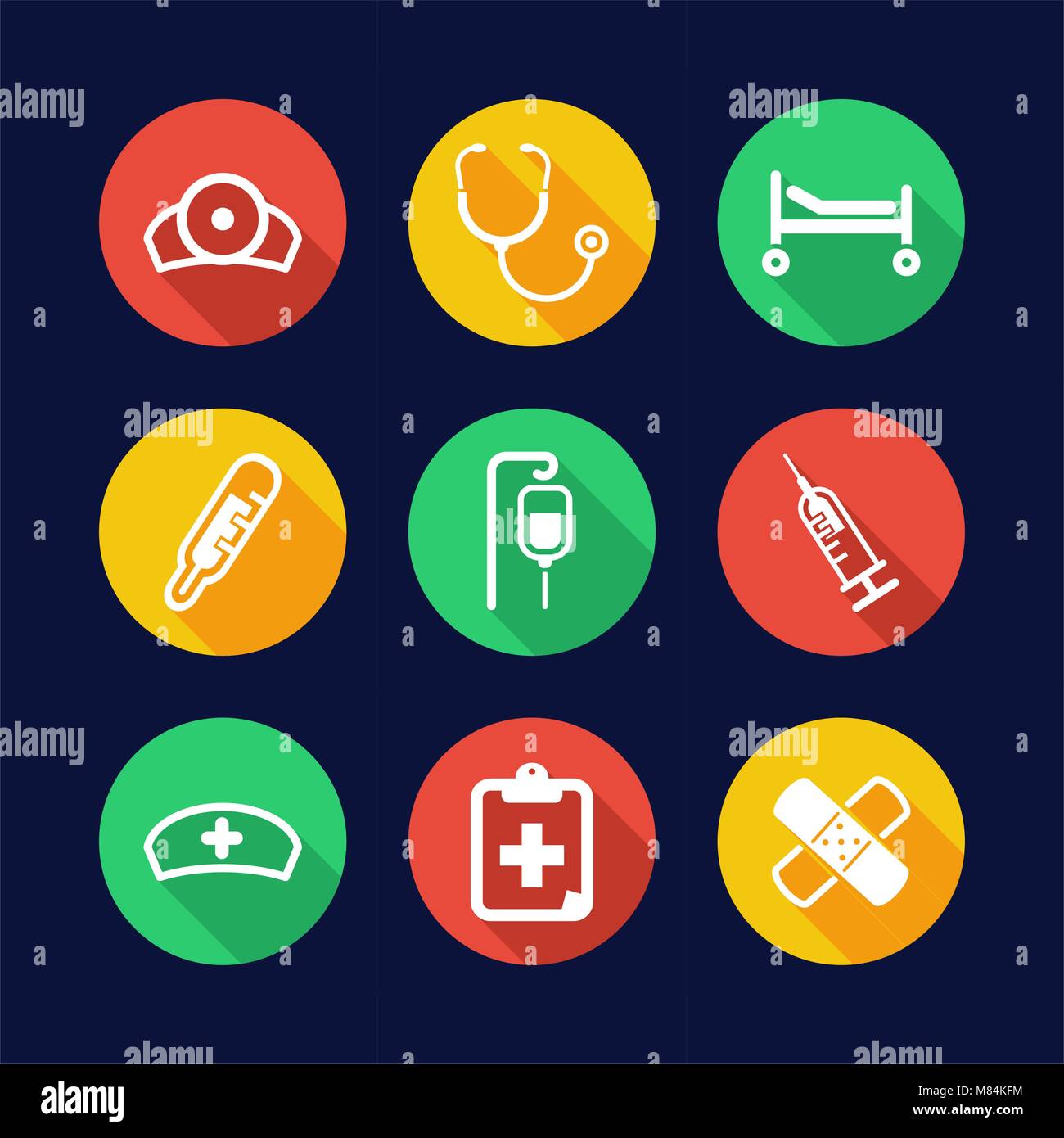Hospital Icons Flat Design Circle Stock Vector Image & Art - Alamy