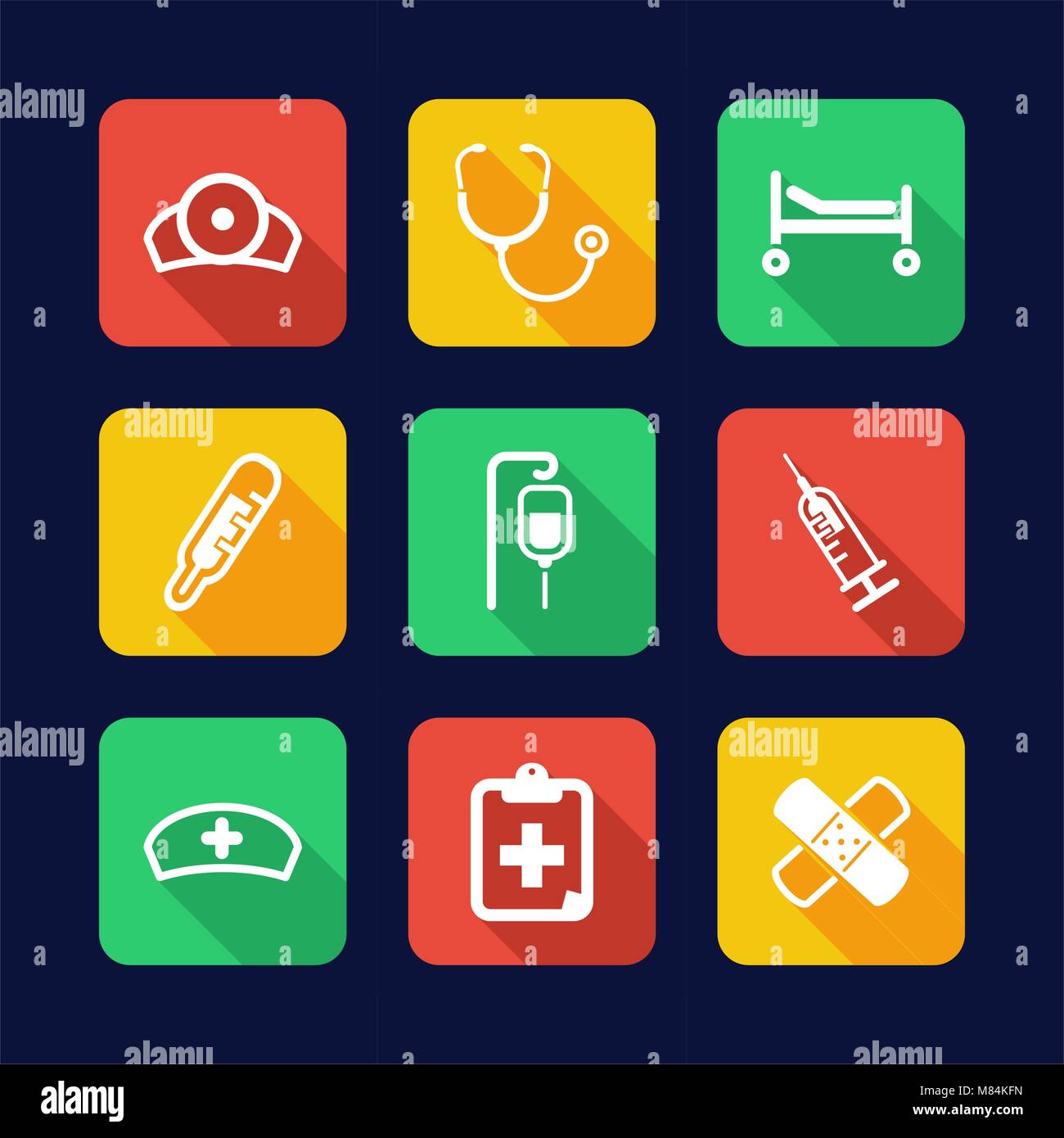 Hospital Icons Flat Design Stock Vector Image & Art - Alamy